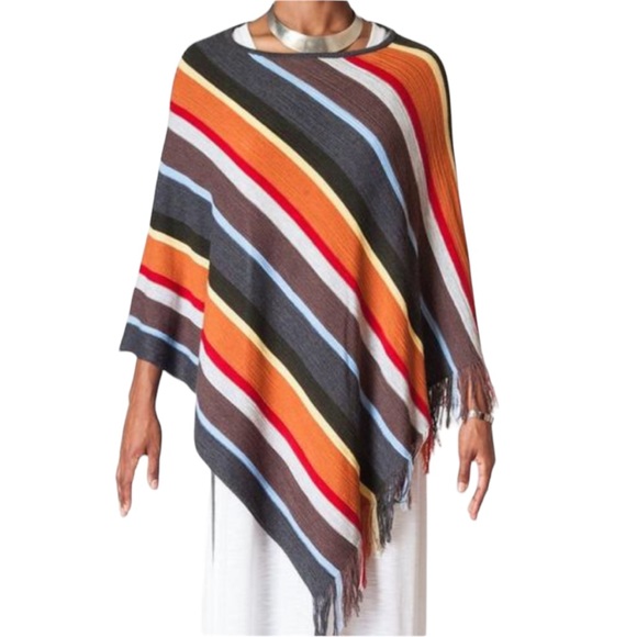 Kerisma | Sweaters | Kerisma Euca Striped Fringe Poncho Cape Os | Poshmark